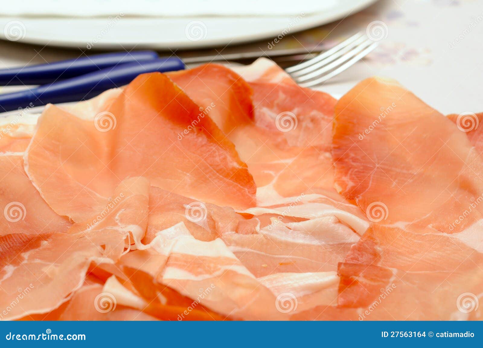 Ham slices stock photo. Image of dressed, flatware, food - 27563164