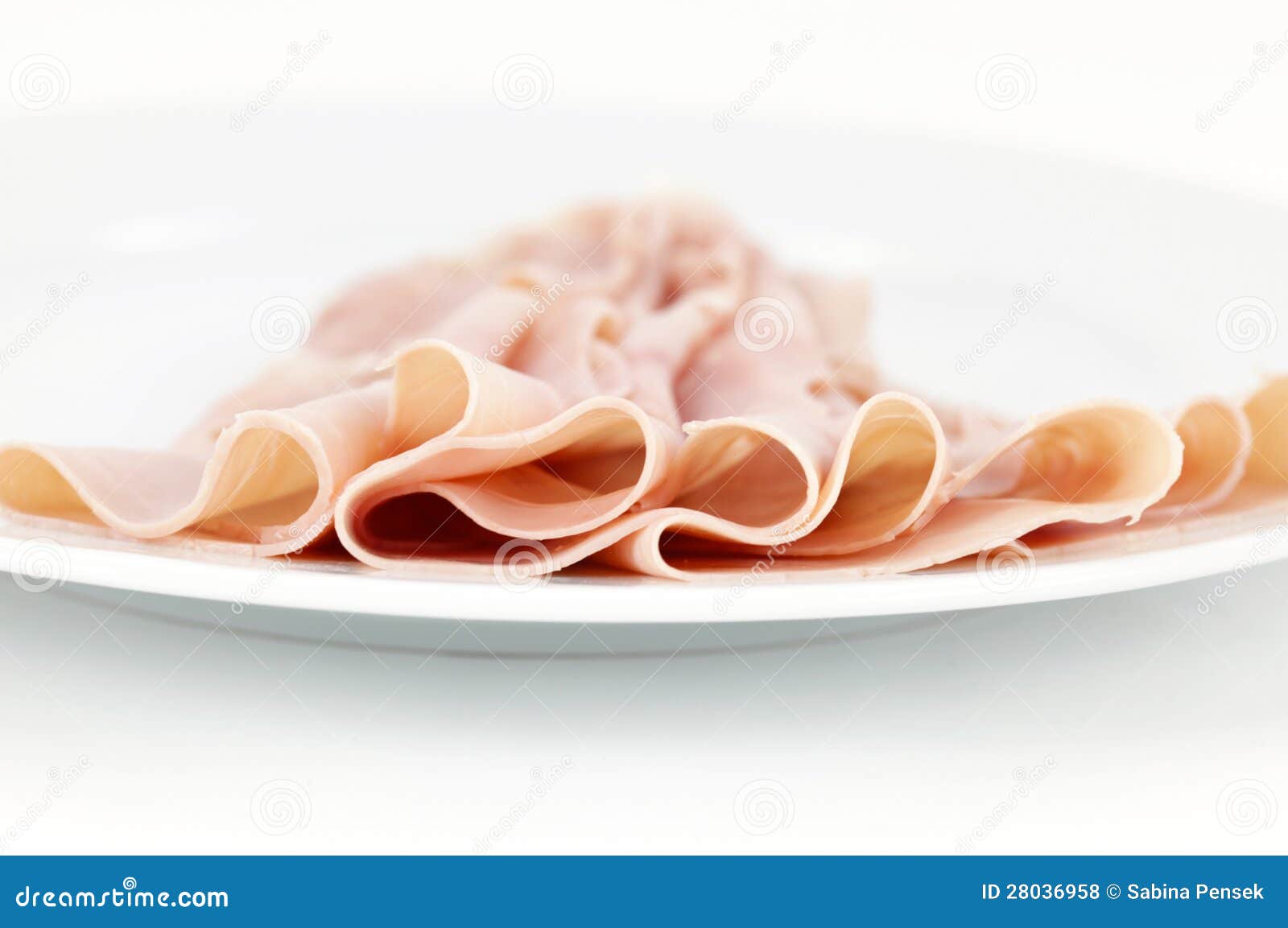 Ham Slices Arranged on a Plate, Detail Stock Photo - Image of eating ...