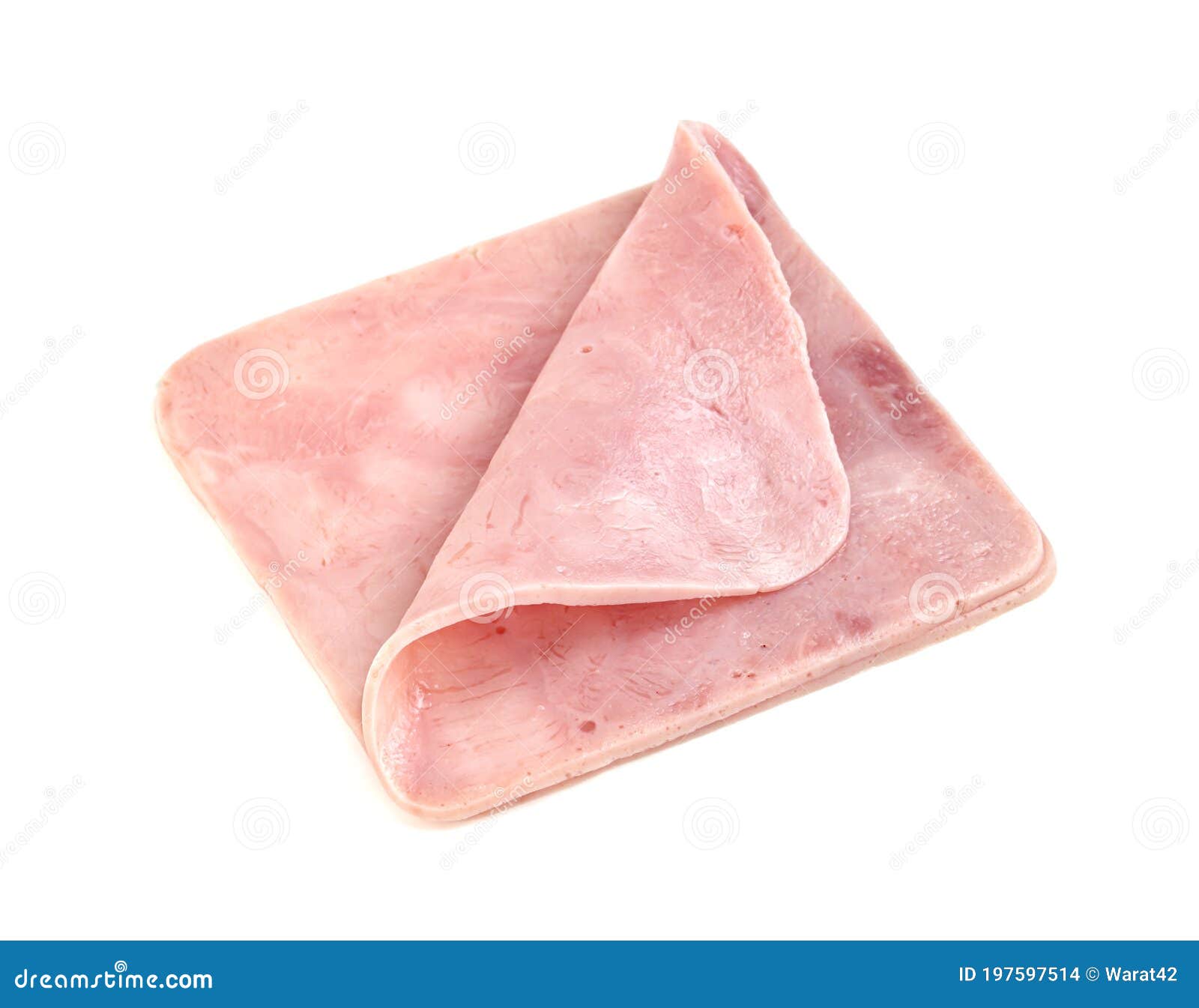 Ham Slices Isolated on White Background Stock Photo - Image of meal ...