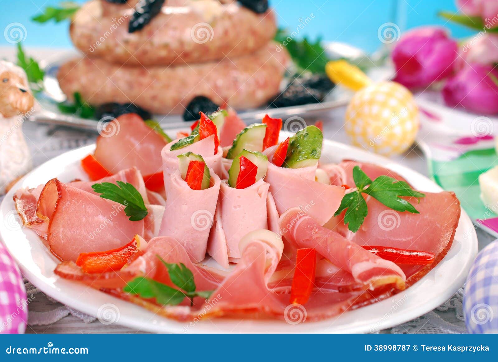 Ham Slices on the Plate for Easter Stock Image - Image of fresh, buffet ...