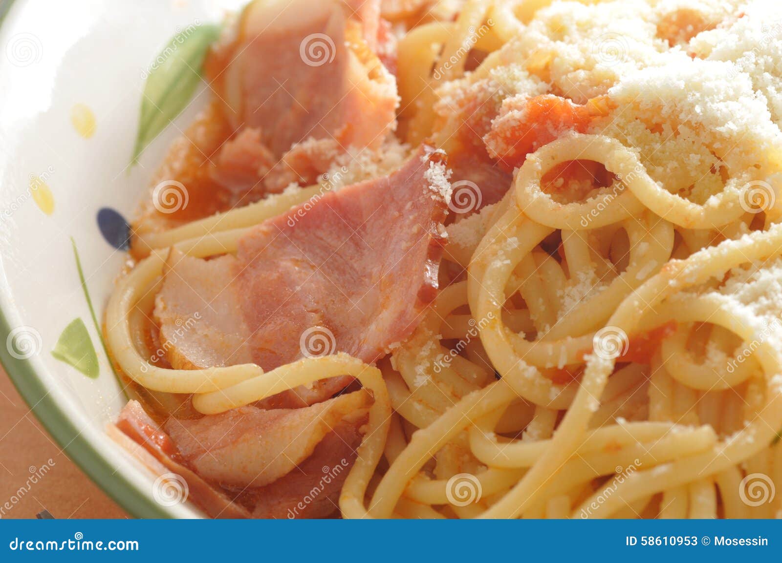Ham spaghetti stock image. Image of cuisine, italian - 58610953