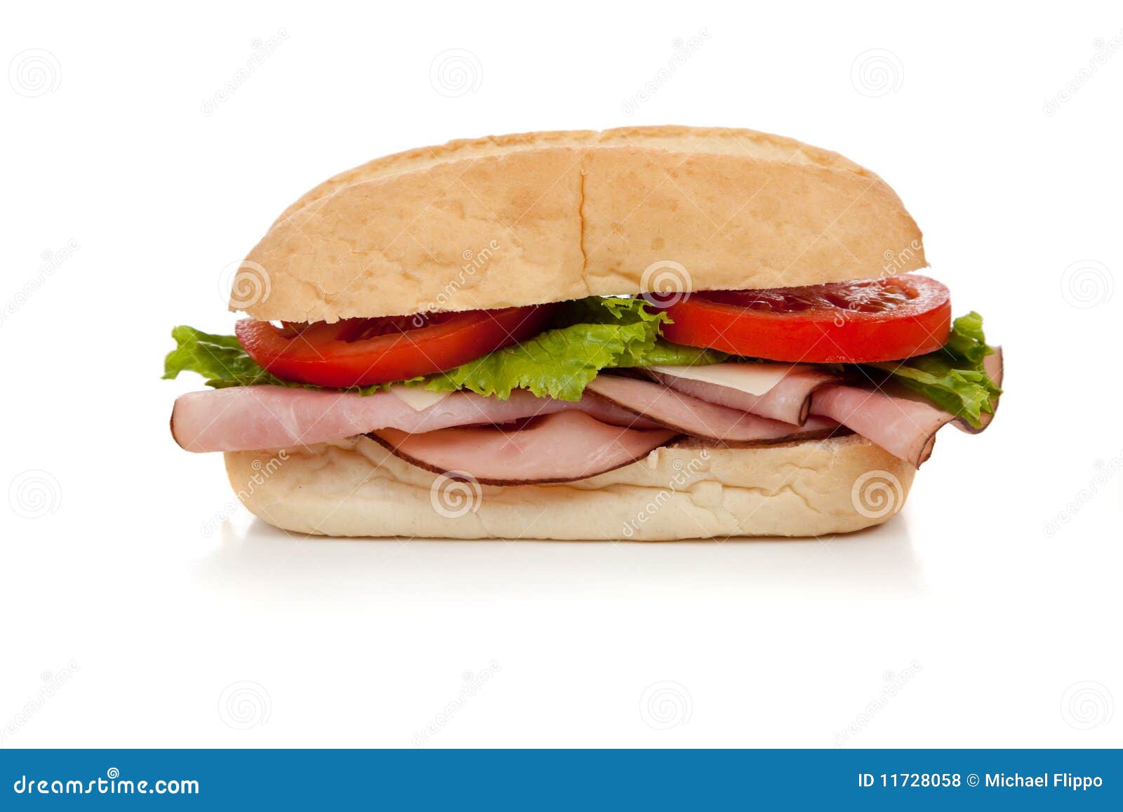 A Ham Sub Sandwich on White Stock Photo - Image of picnic, hoagie: 11728058