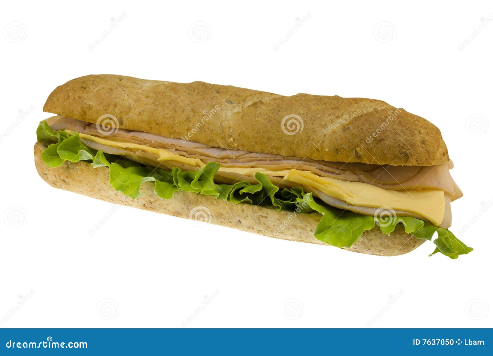 Ham sub on white stock photo. Image of multi, food, long - 7637050