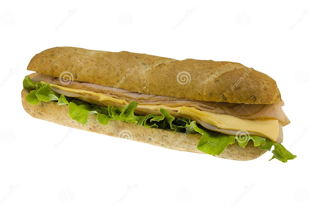 Ham sub on white stock photo. Image of multi, food, long - 7637050