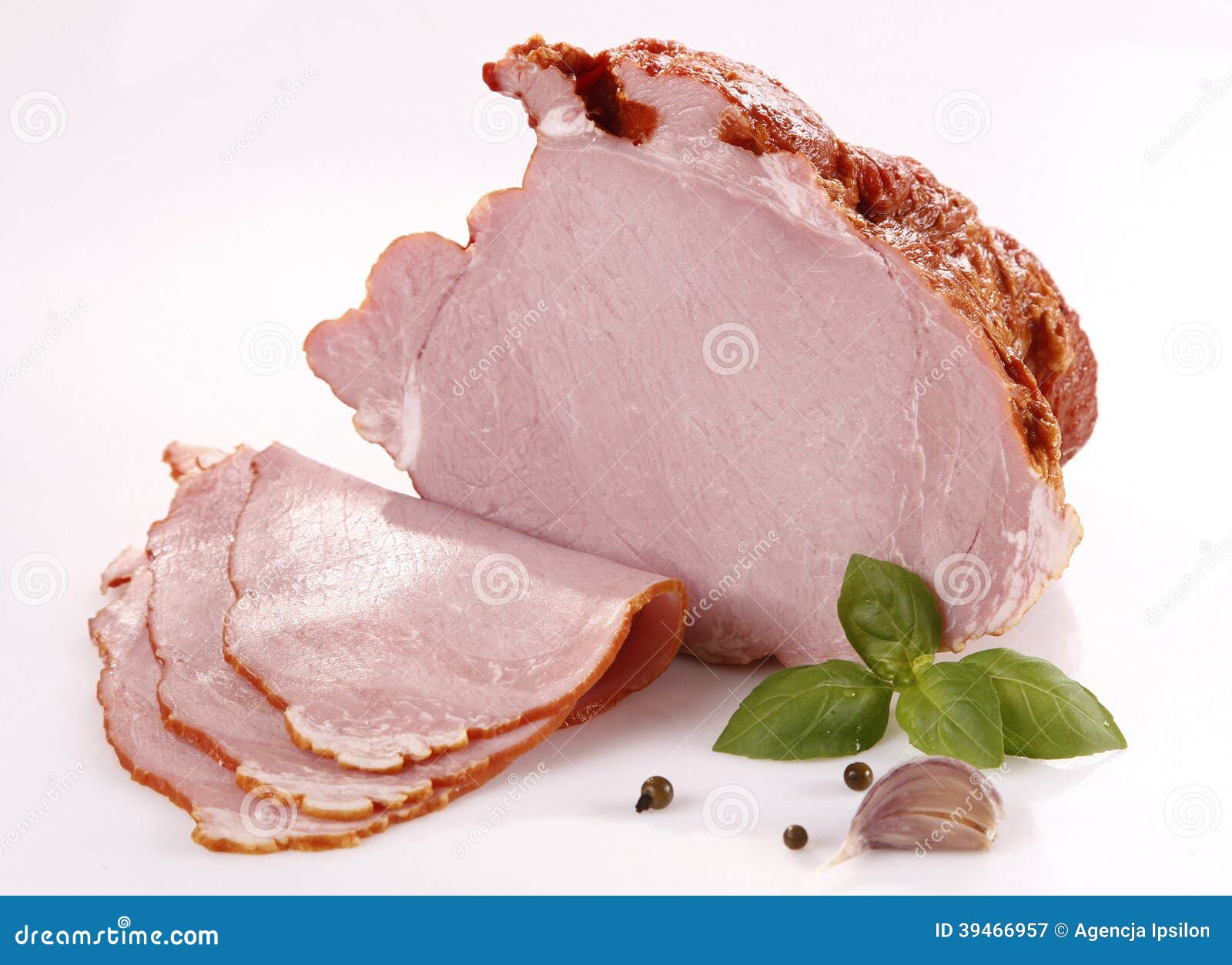 Ham stock image. Image of breakfast, basil, meal, white - 39466957