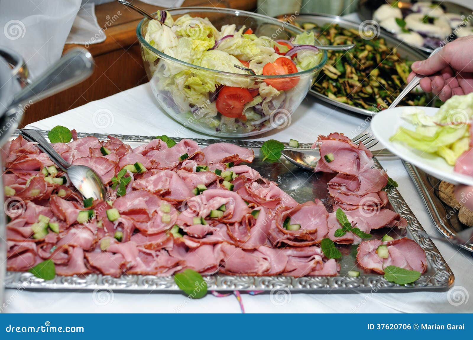 Ham on a tray stock photo. Image of lettuce, entertainment - 37620706
