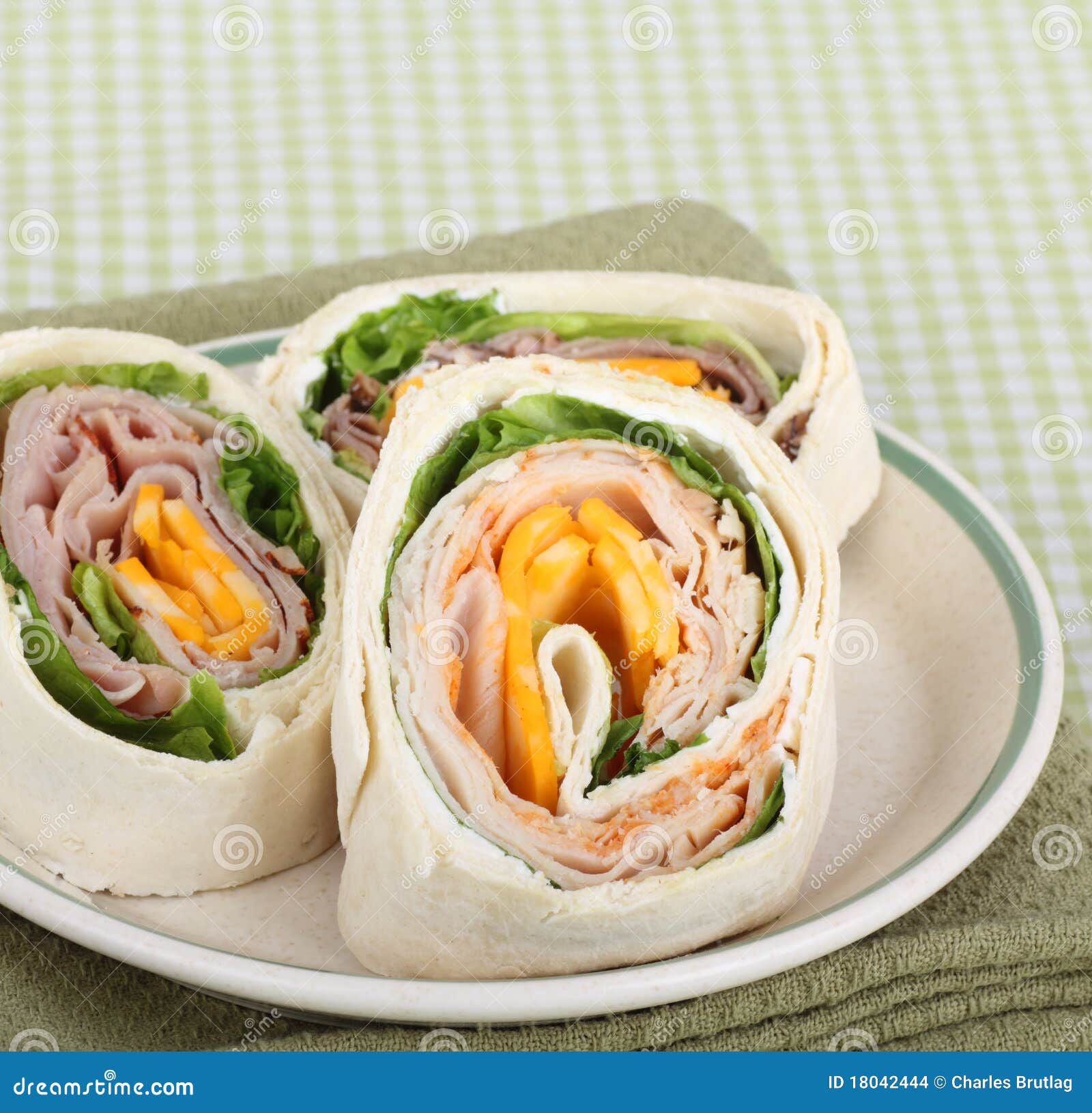 Ham and Turkey Wraps stock photo. Image of turkey, snack - 18042444