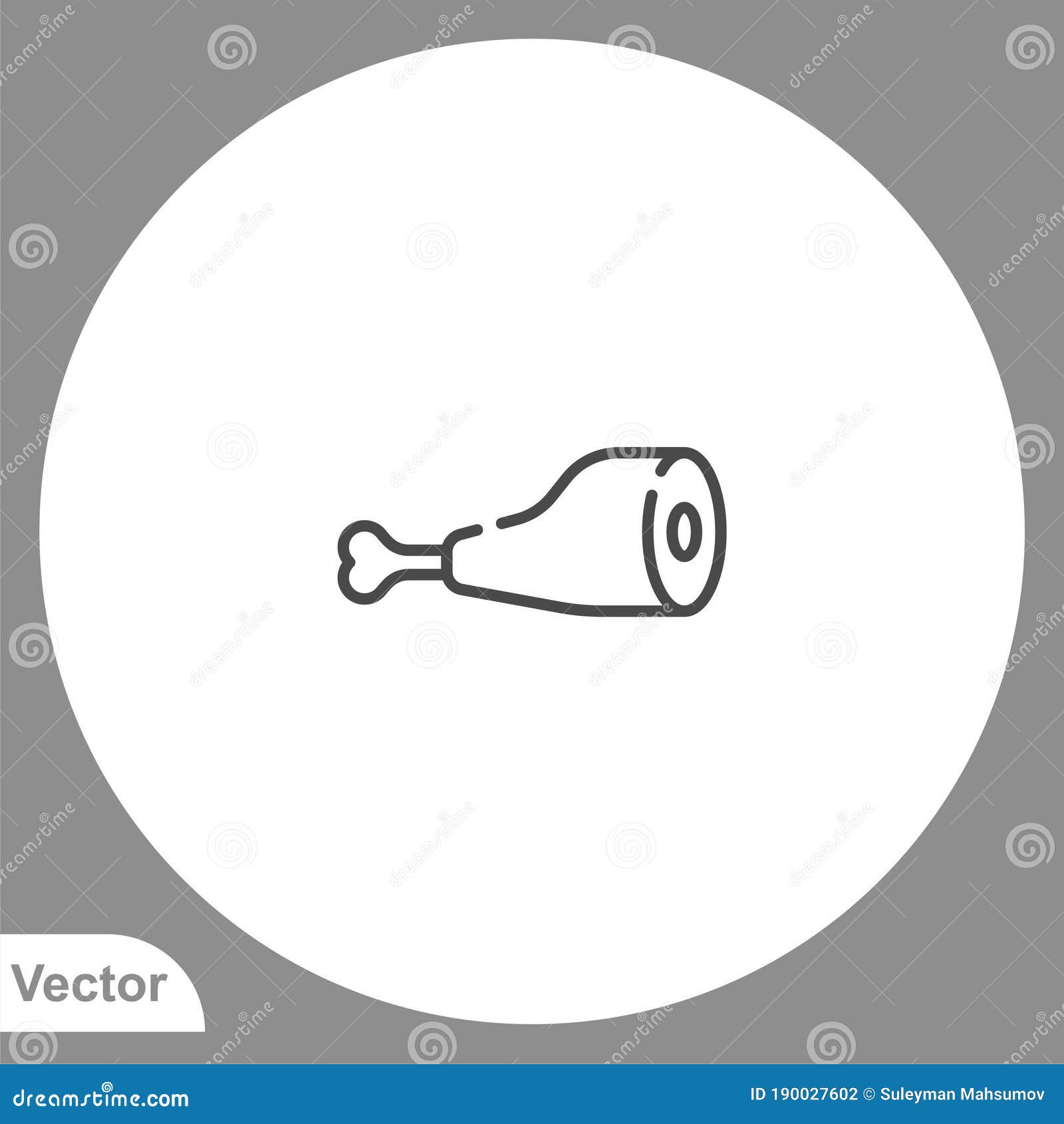 Ham Vector Icon Sign Symbol Stock Vector - Illustration of cooking ...