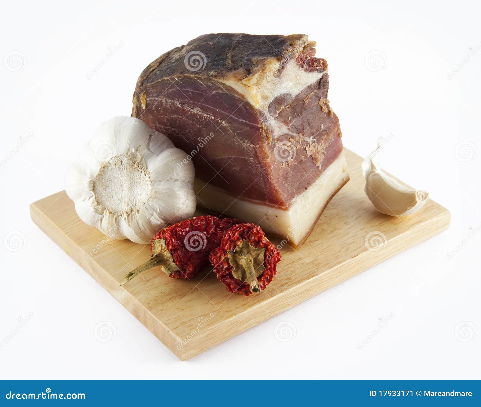 Ham with Vegetables on Wooden Plank Stock Image - Image of garlic ...