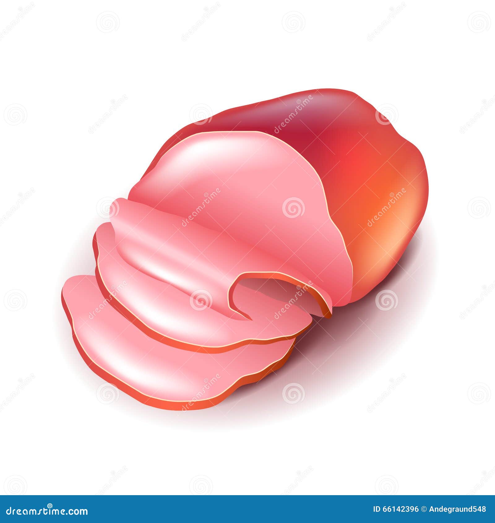 Ham on white vector stock vector. Illustration of ingredient - 66142396