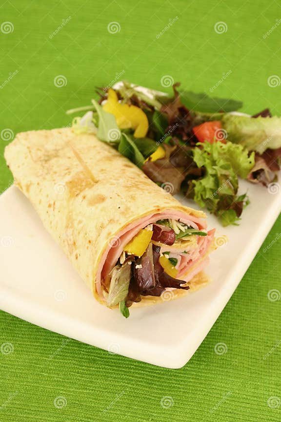 Ham wrap stock image. Image of isolated, tortilla, vegetables - 8144027