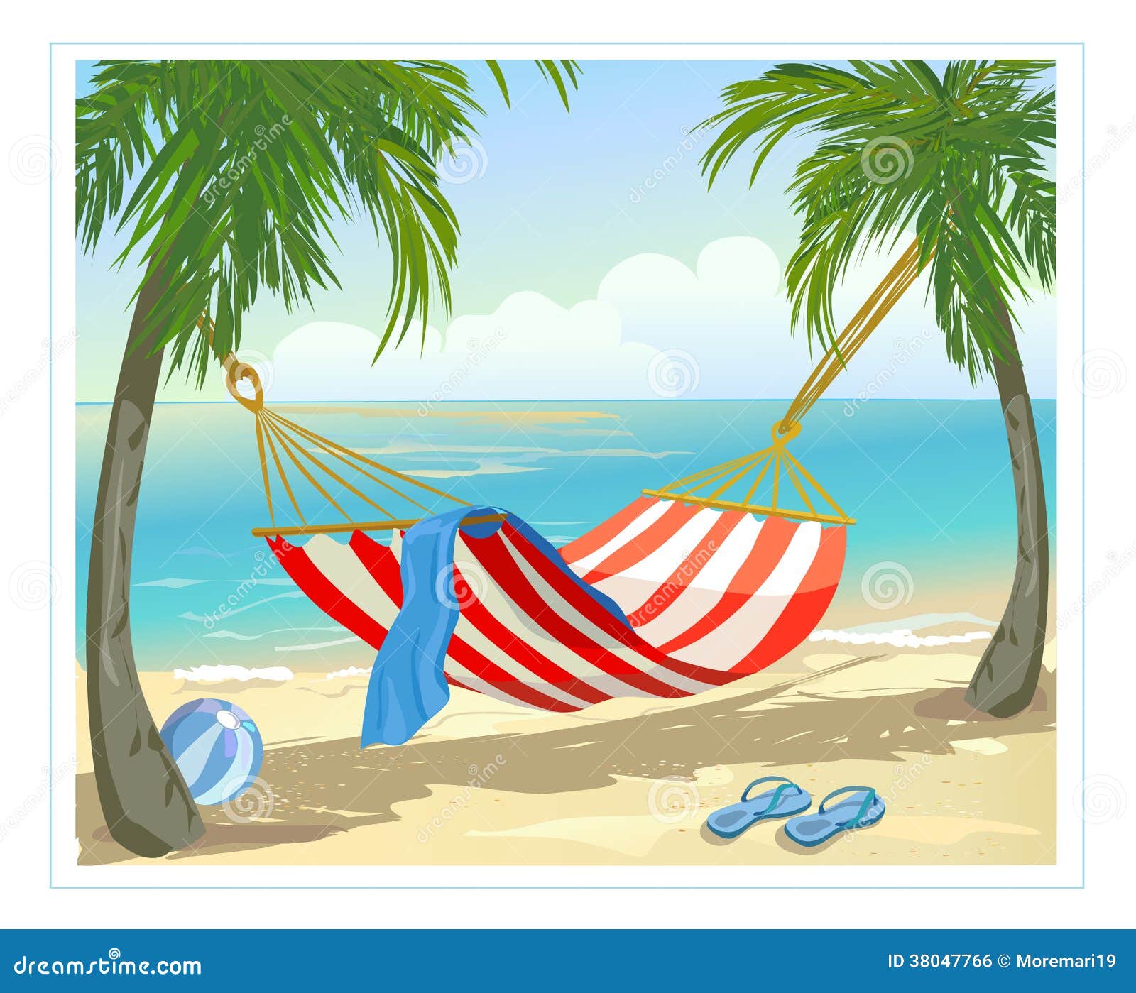 Hamaca, Palmeras En La Playa Ilustración del Vector - Ilustración de ...