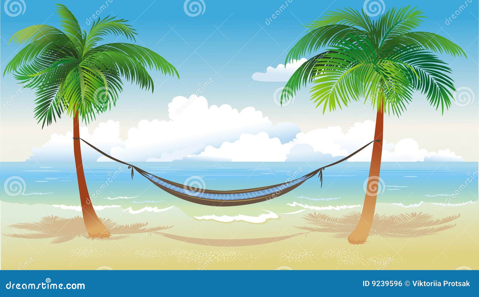 Hamaca Y Palmeras En La Playa Ilustración del Vector - Ilustración de ...