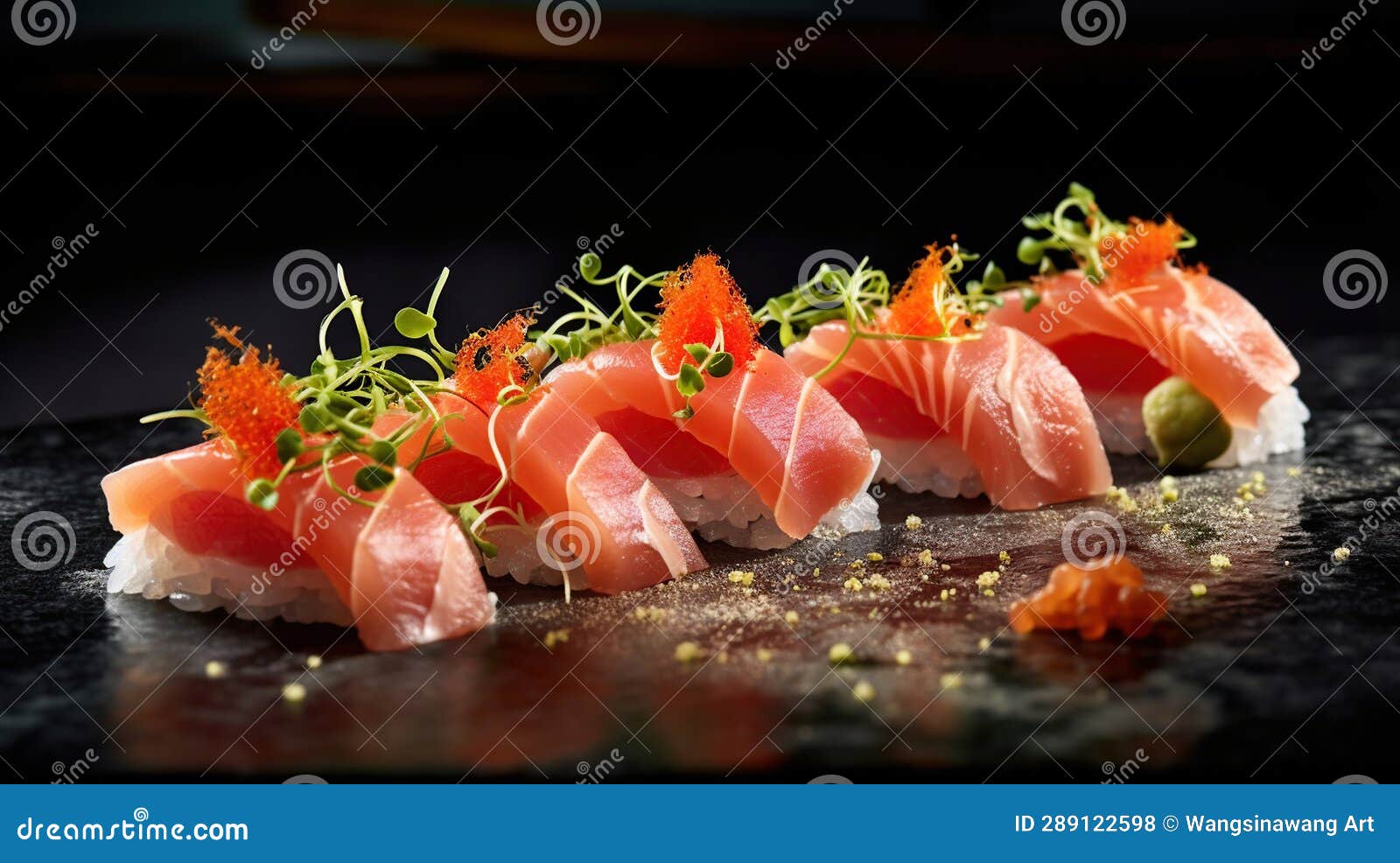 Hamachi Sushi at Sushi Bar Generative AI Stock Photo - Image of recipe ...