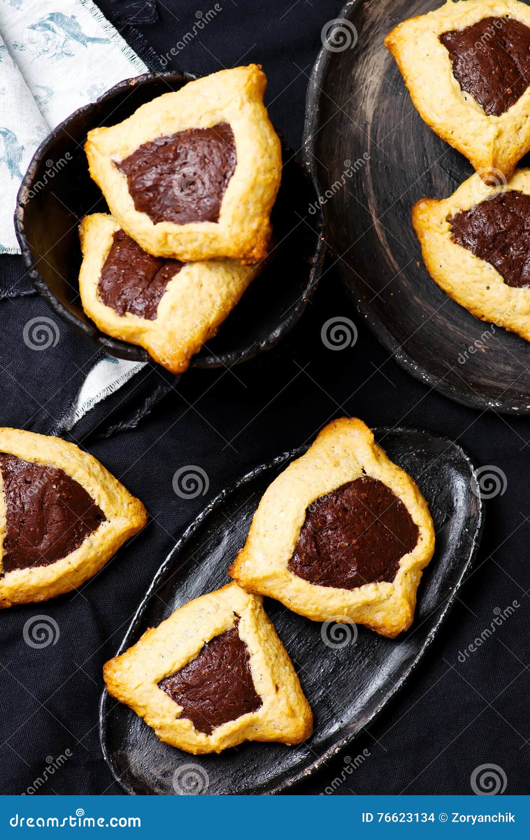 Hamantaschen Chocolate Cookies . Selective Focus Stock Photo - Image of ...