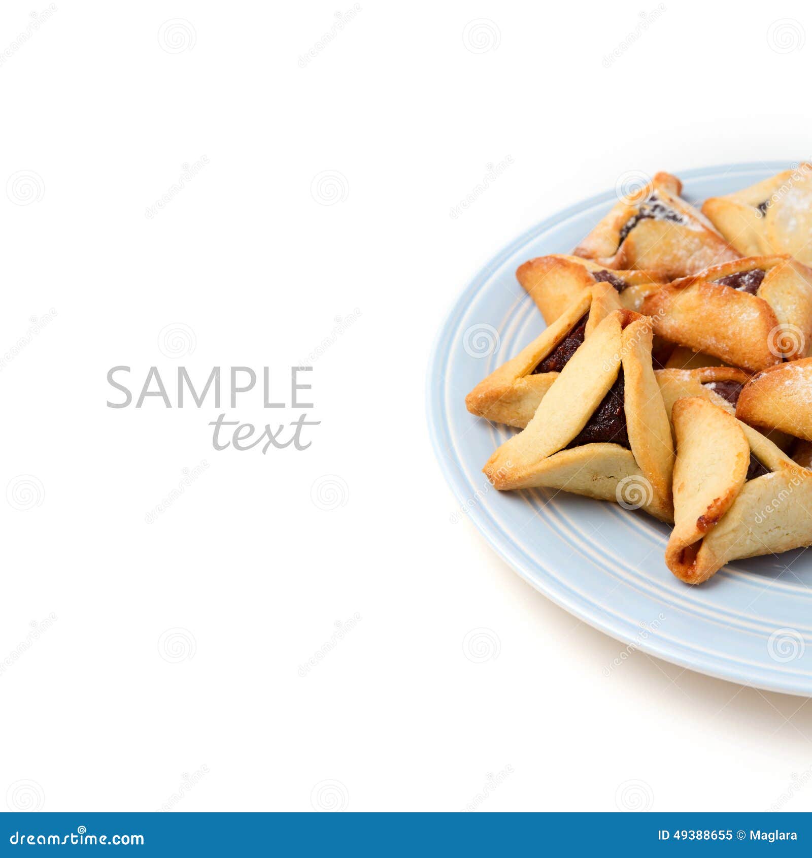 Hamantaschen Cookies on Plate on White Background Stock Image - Image ...