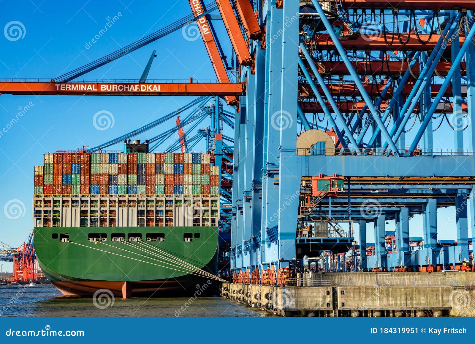 Hamburg Container Port with Some Ships Loading Editorial Photo - Image ...