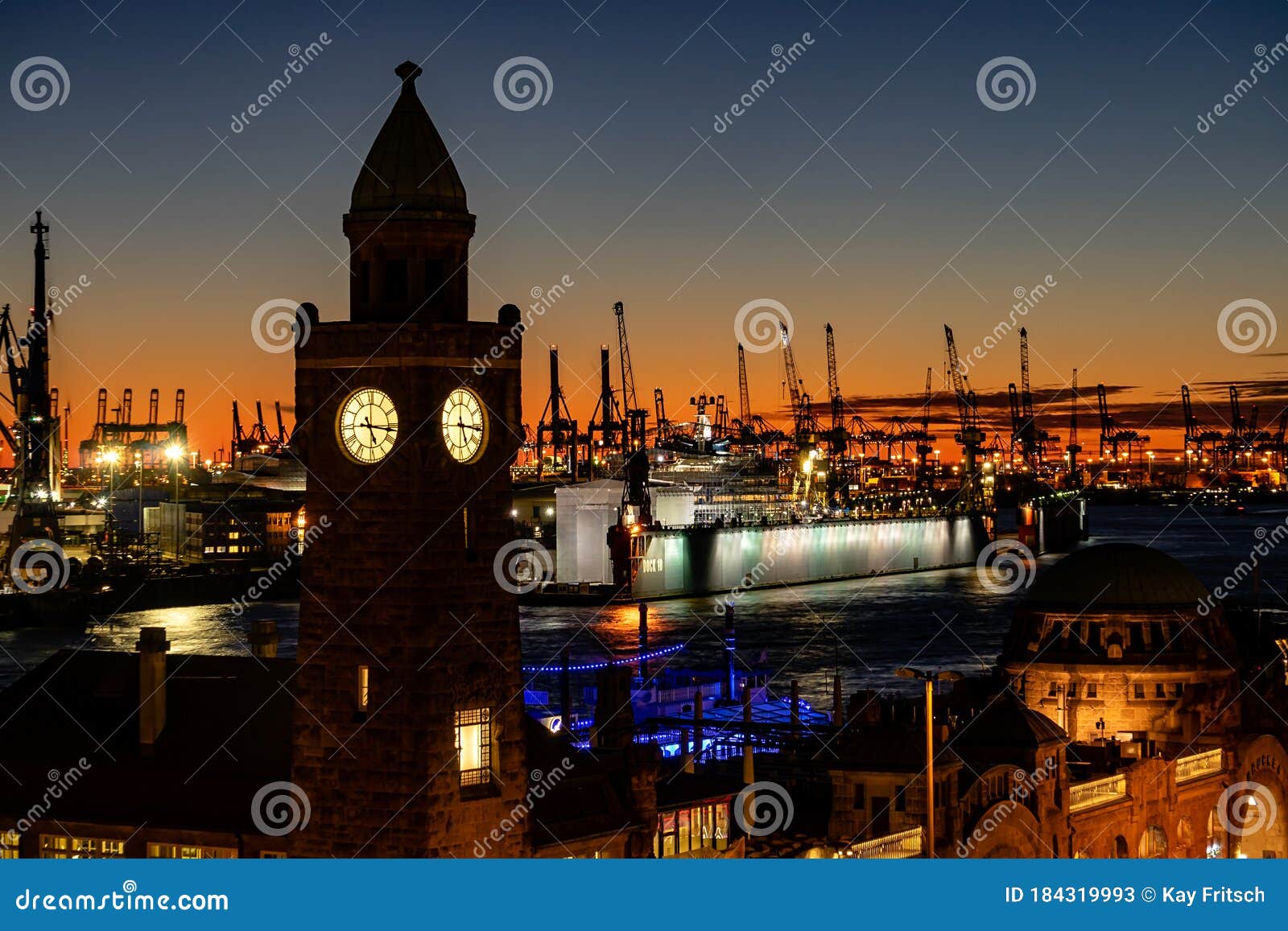Hamburg Container Port with Some Ships Loading Editorial Stock Photo ...