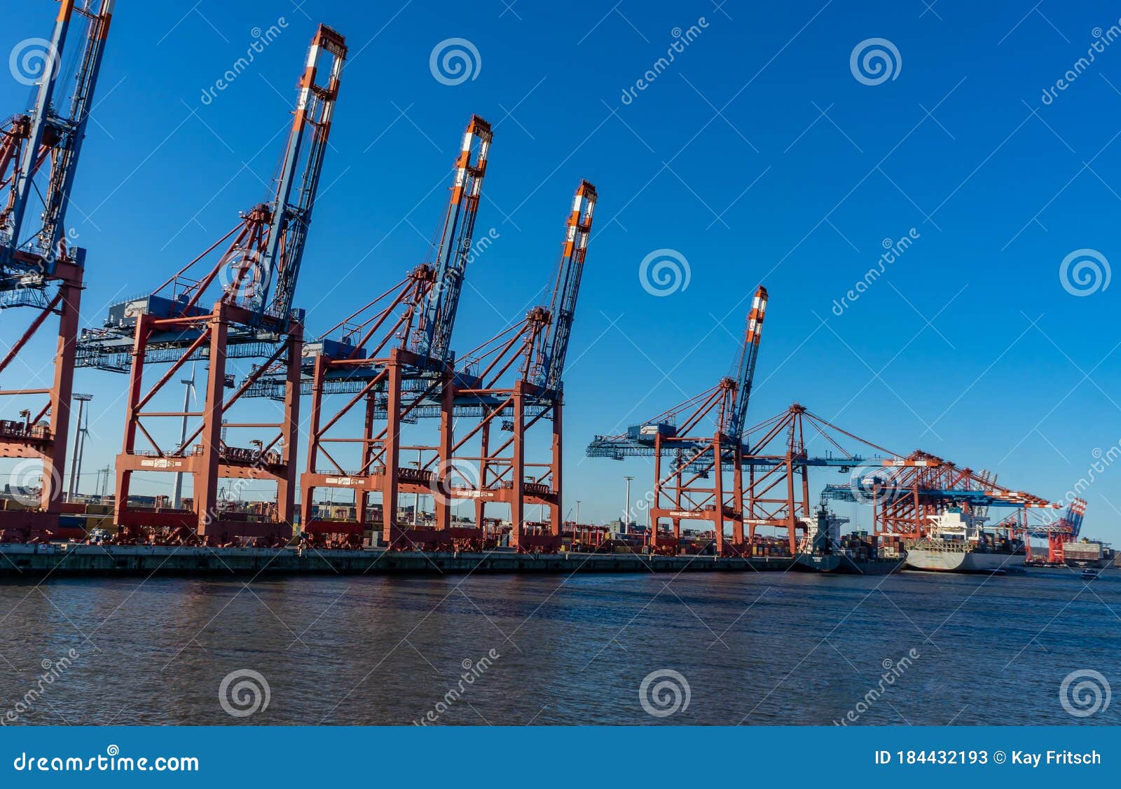 Hamburg Container Port with Some Ships Loading Editorial Stock Photo ...