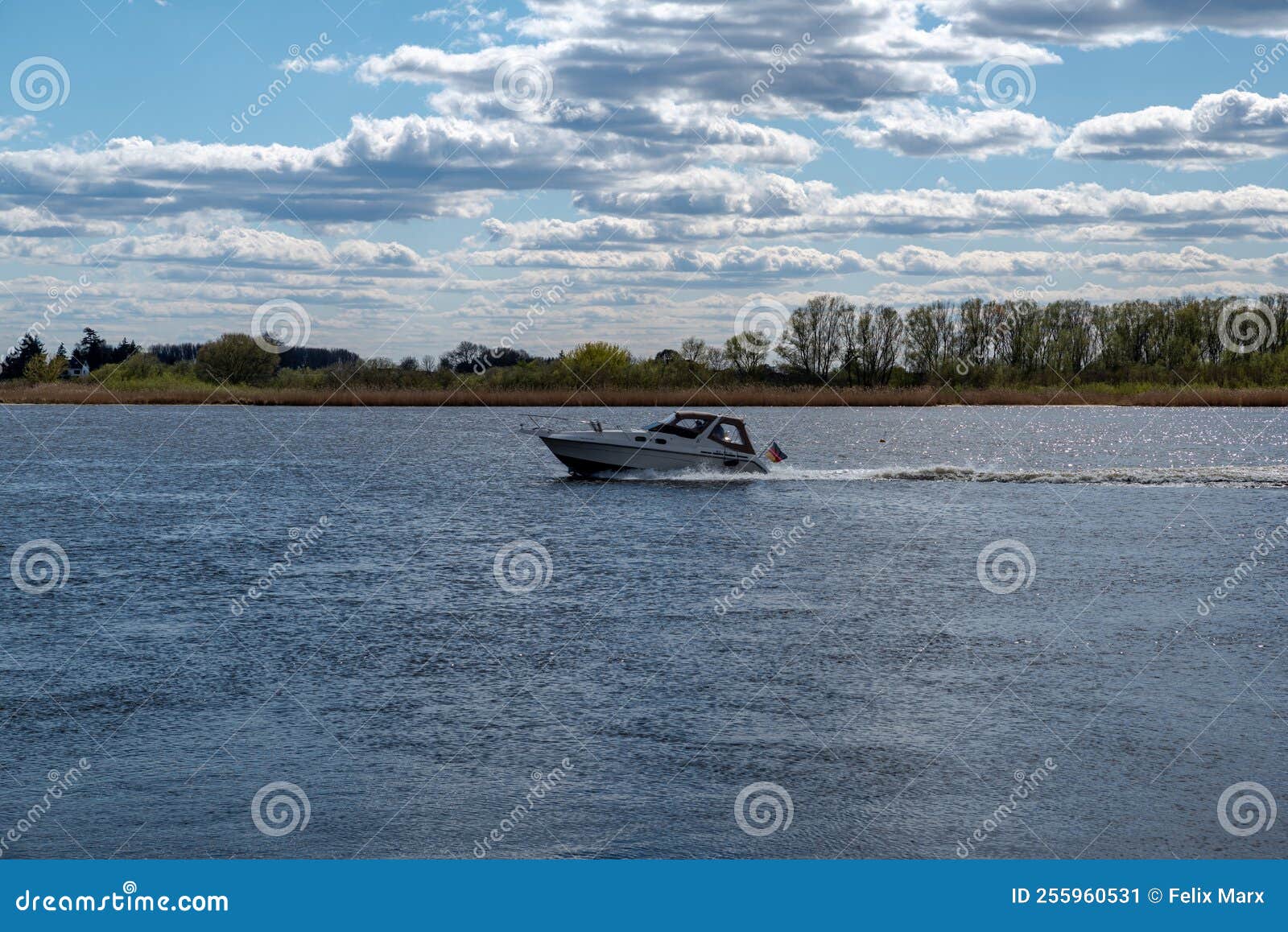A Single Sports Motor Boat on the Elbe Editorial Photo - Image of ...