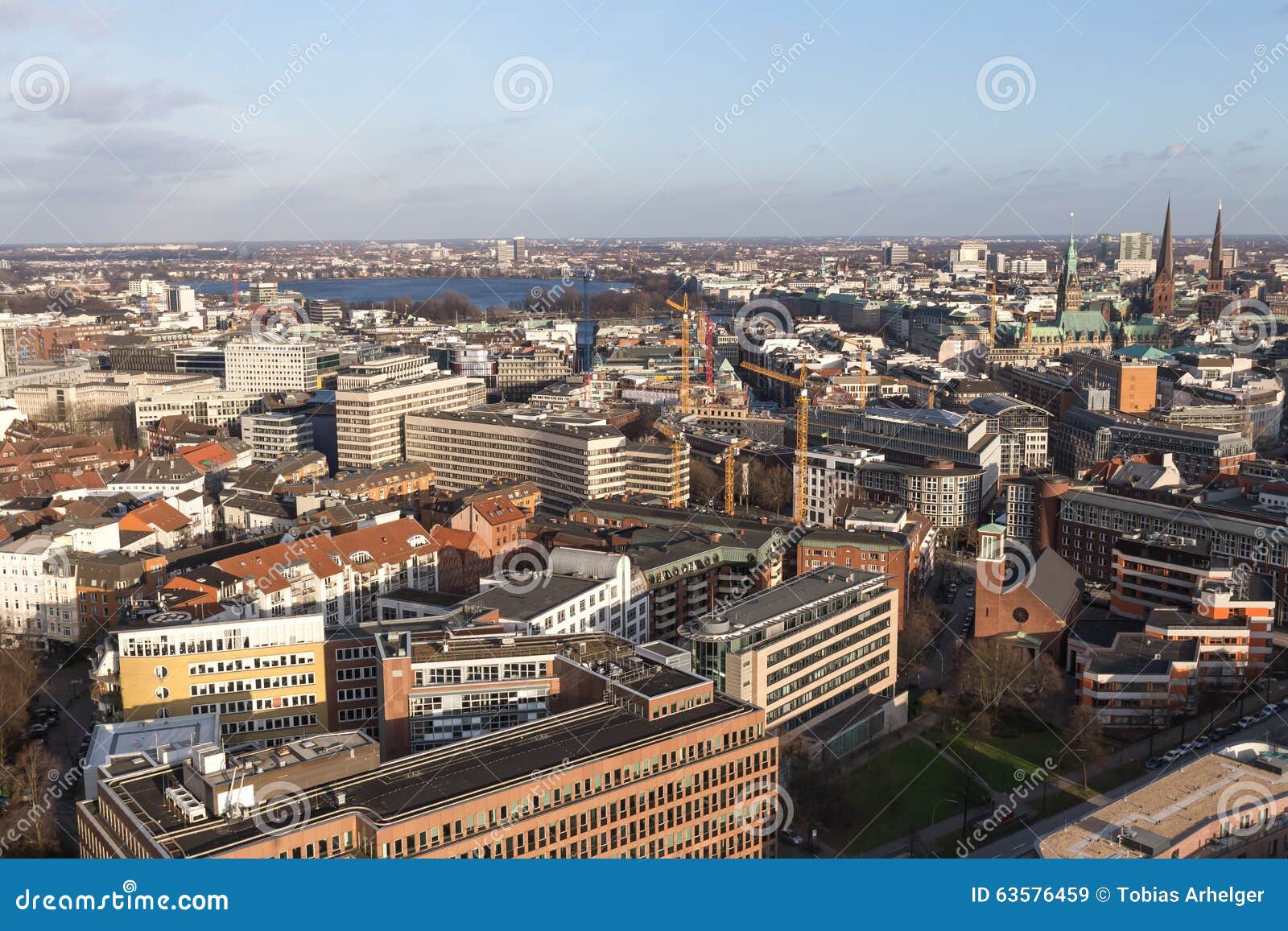 Hamburg germany from above stock image. Image of roofs - 63576459