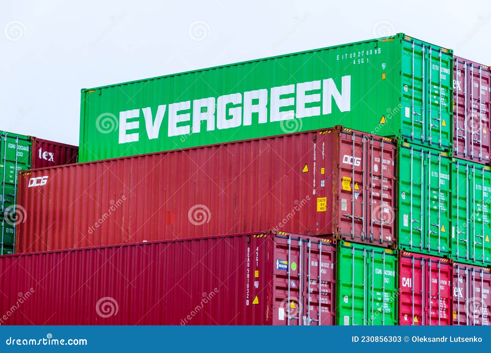 Hamburg, Germany - August 28, 2021: Evergreen Intermodal Container ...