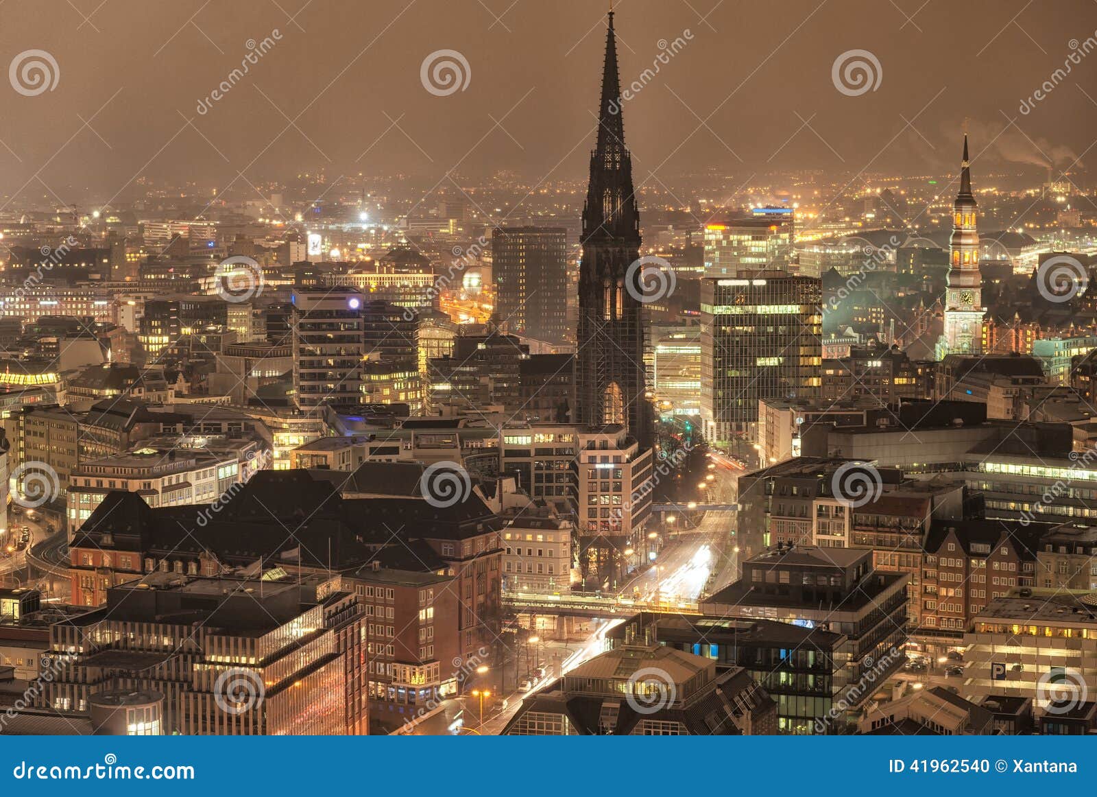 Hamburg, Germany stock photo. Image of night, city, germany - 41962540