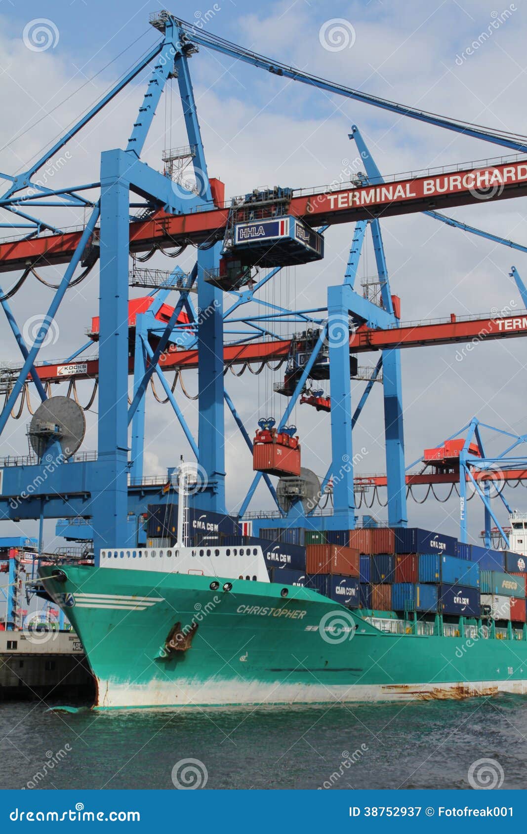 Hamburg Harbor Container Ship Editorial Photography - Image of economy ...