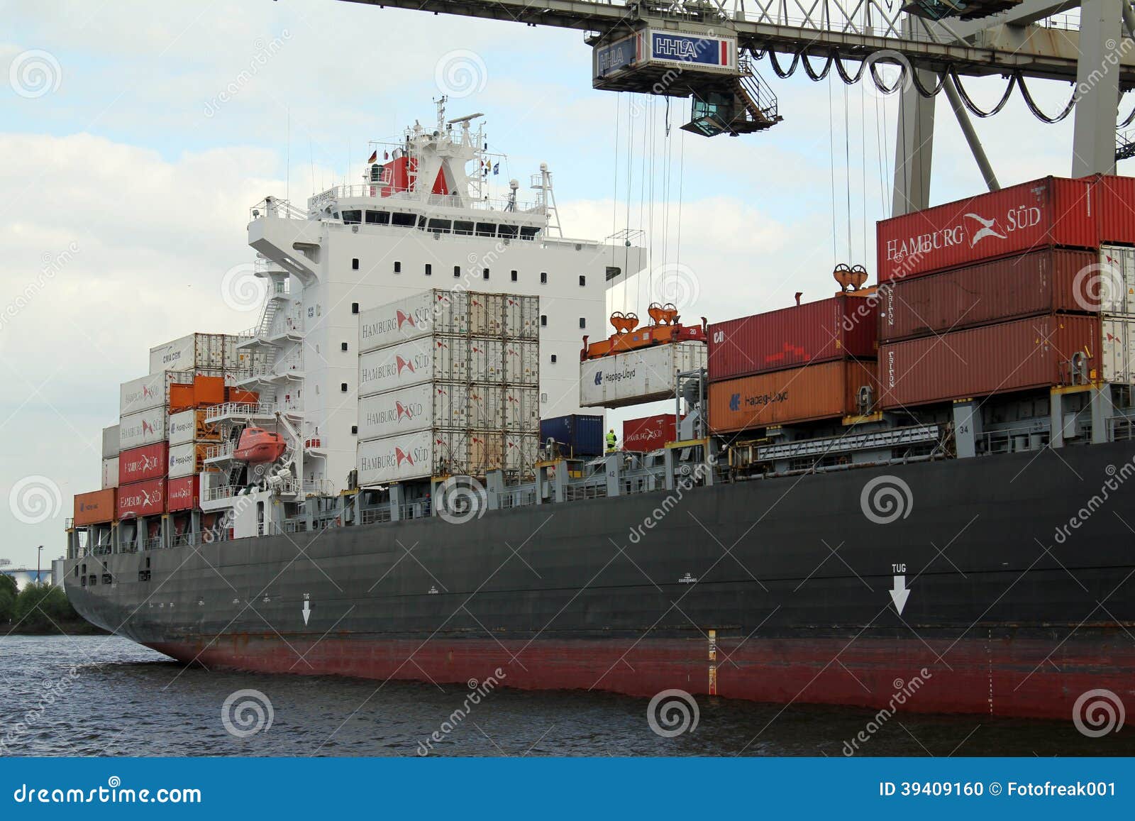 Hamburg Harbor Container Ship Editorial Image - Image of container ...