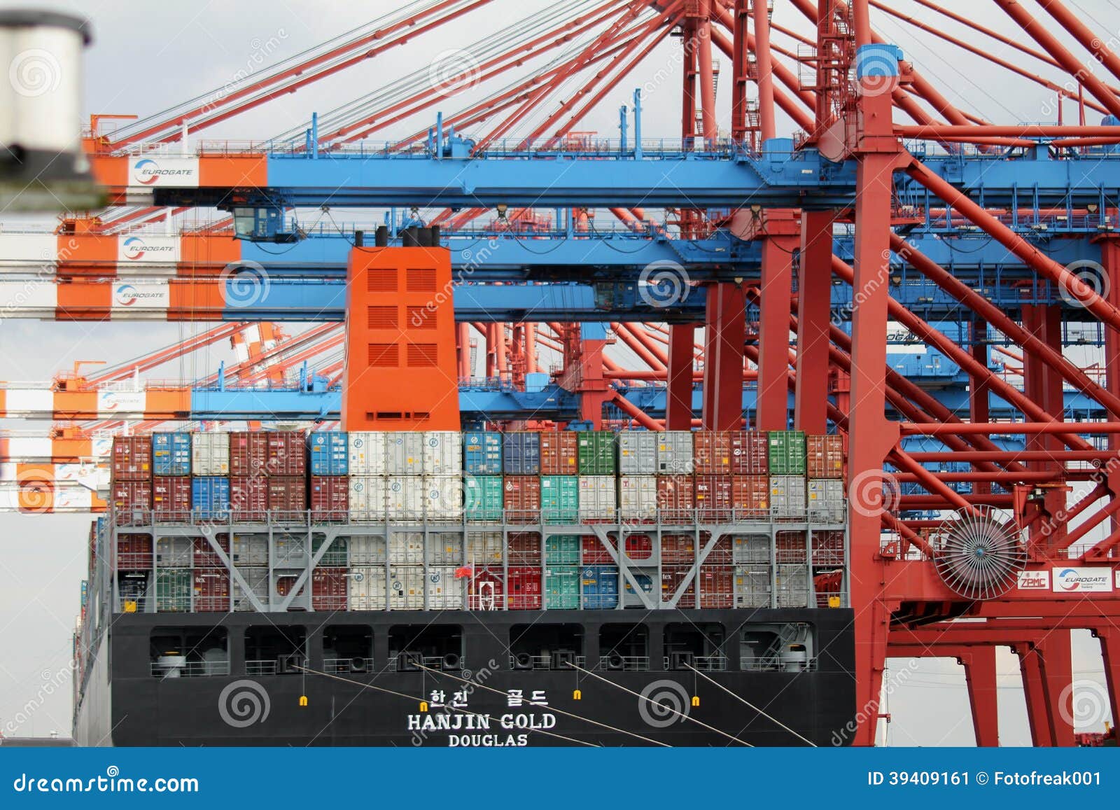 Hamburg Harbor Container Ship Editorial Photo - Image of industry ...