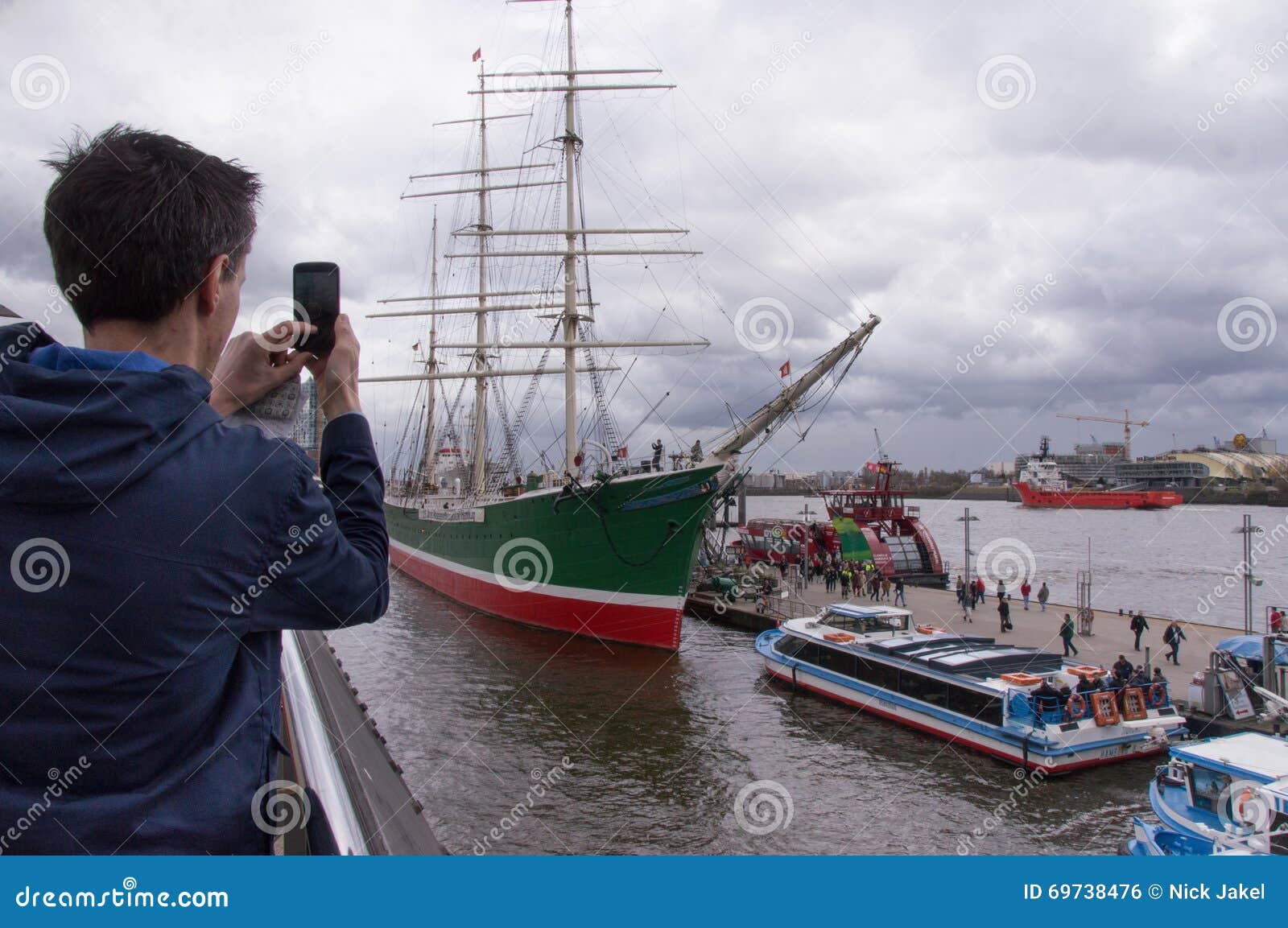 Hamburg Harbor and a Photographer Editorial Photo - Image of state ...