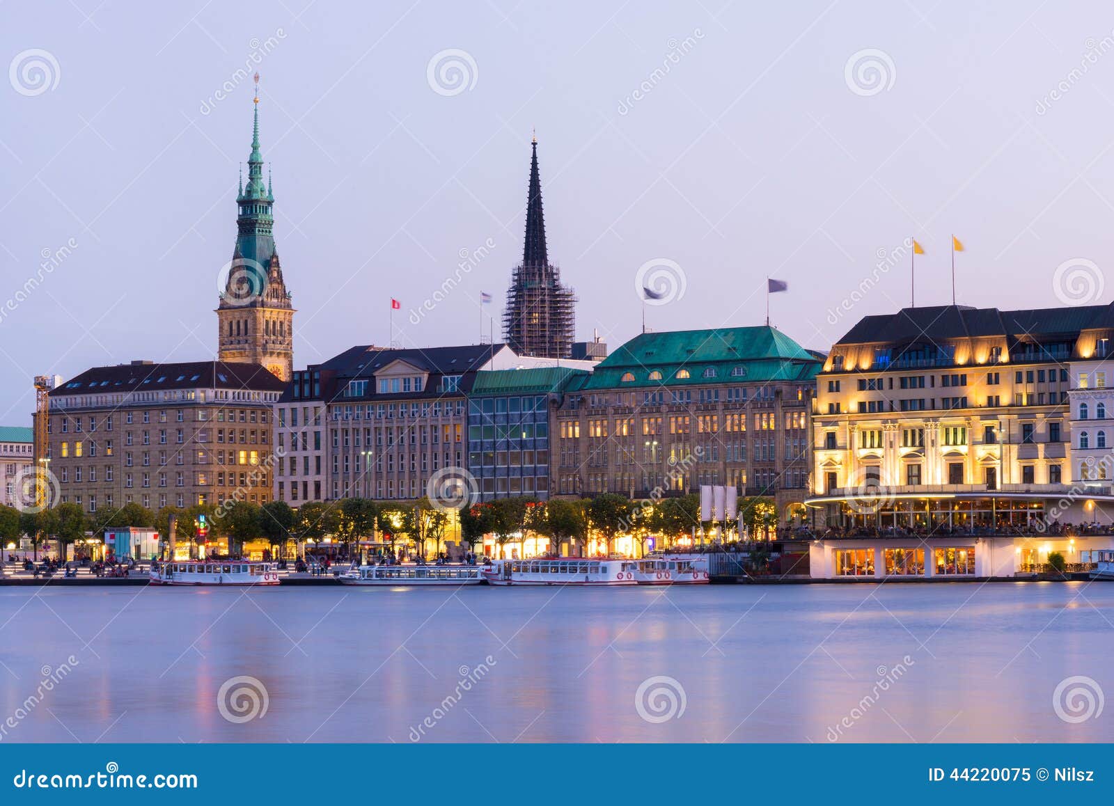 Hamburg Jungfernstieg view stock image. Image of midtown - 44220075