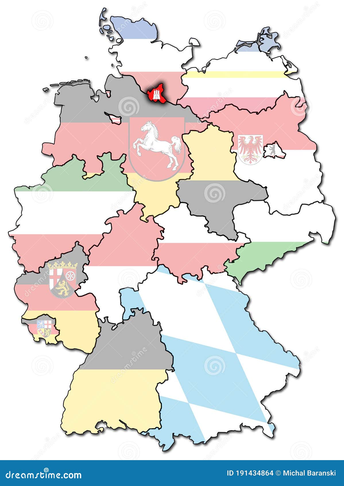 Hamburg and Other German Provinces(states Stock Illustration ...