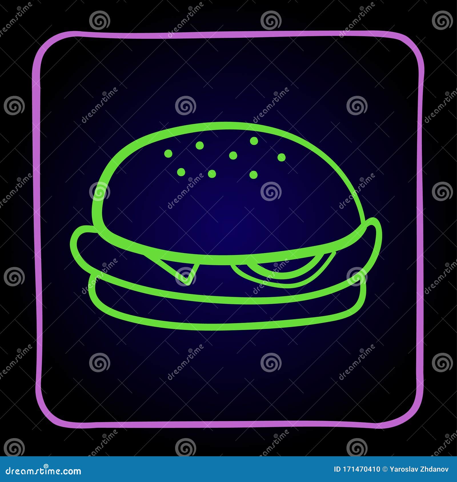 Burger Fast Food Stylish Pictogram Neon Purple and Green Food Stock ...
