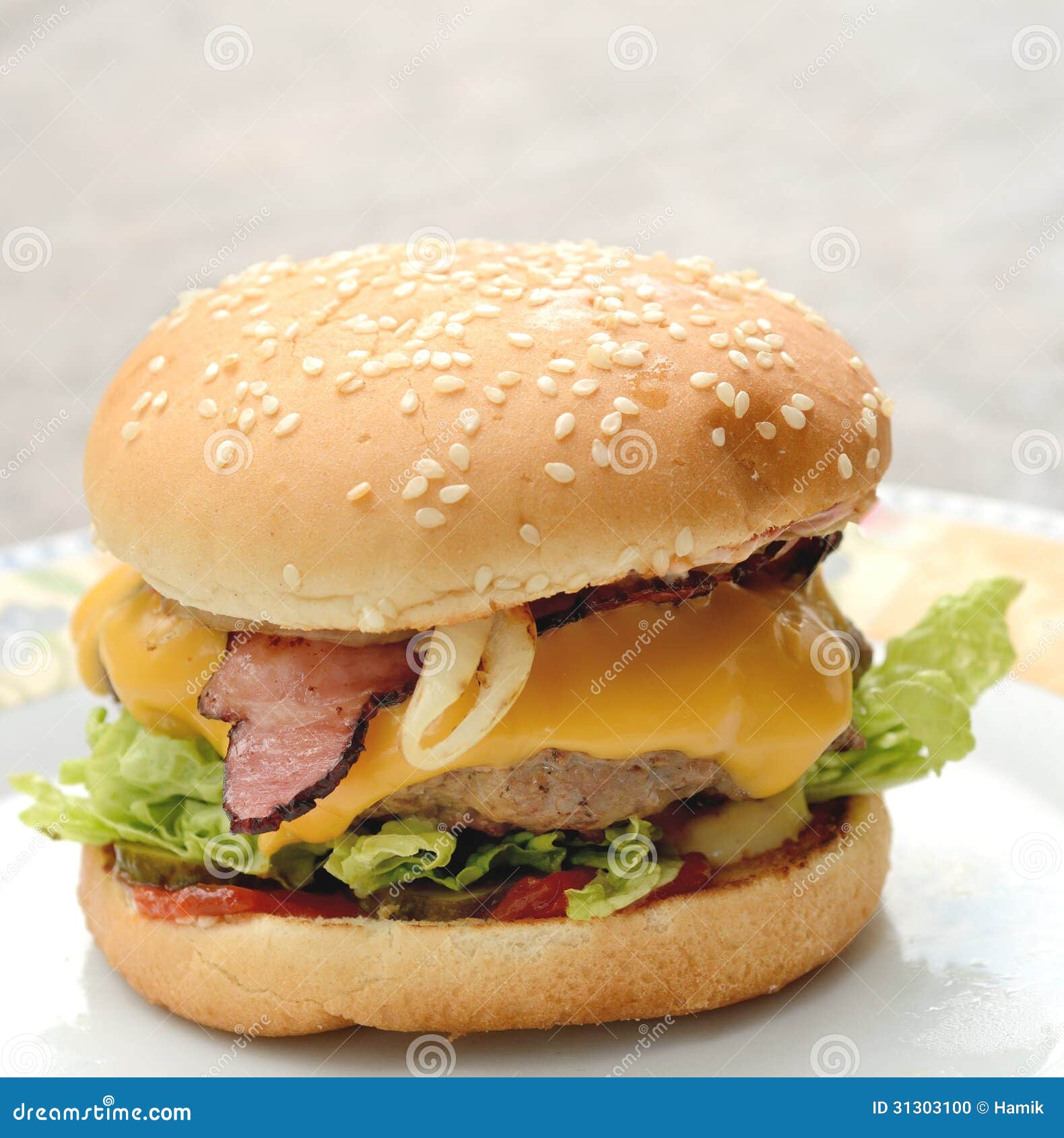 Hamburger foto de stock. Imagem de sésamo, grelhado, lanche - 31303100