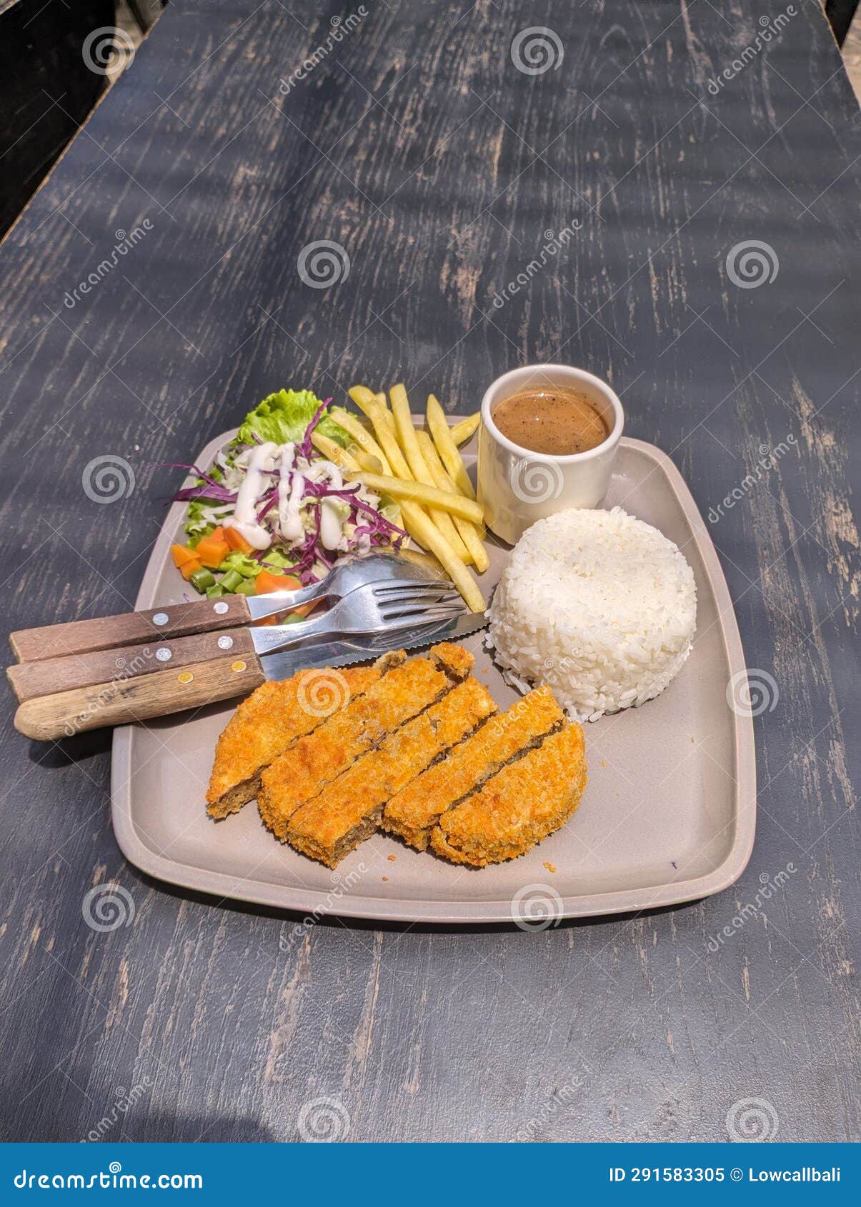 Hamburger Beef Steak with Plain Rice Stock Image - Image of cuisine ...