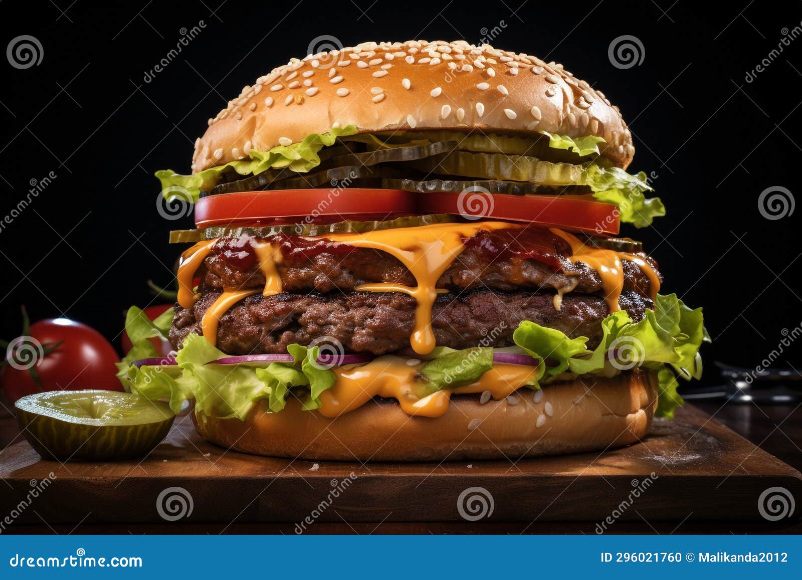 Hamburger in Black Background Stock Illustration - Illustration of ...
