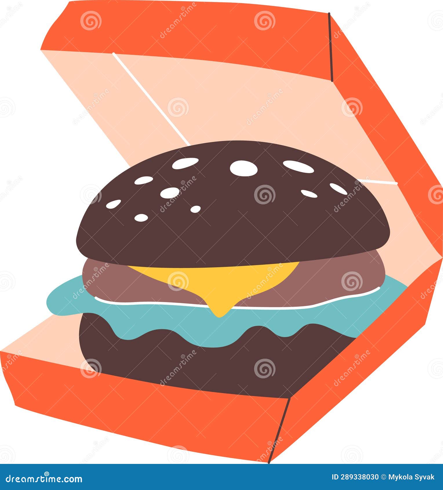 Hamburger in Box stock vector. Illustration of sandwich - 289338030