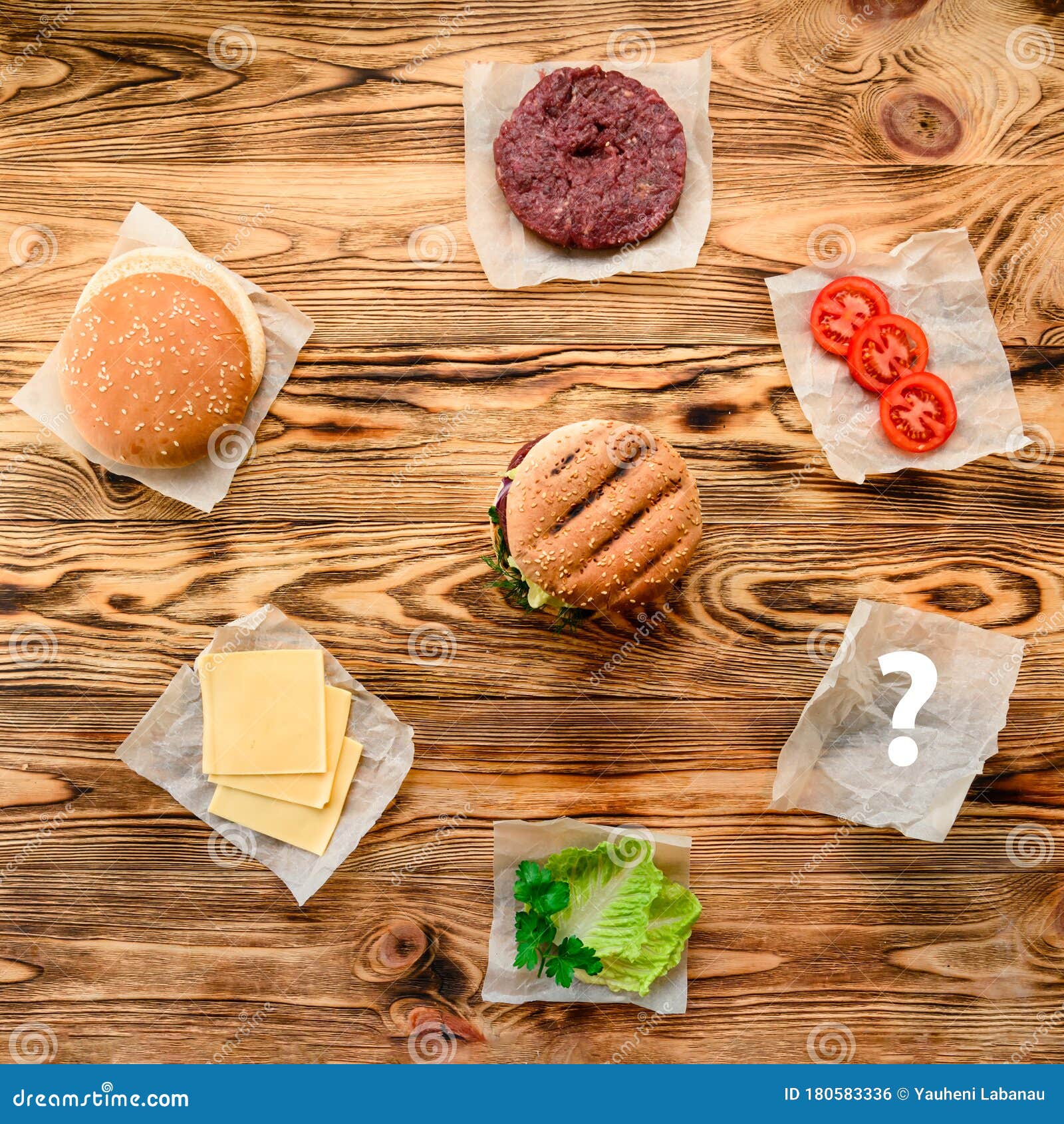 Hamburger Building Kit stock photo. Image of cherry - 180583336