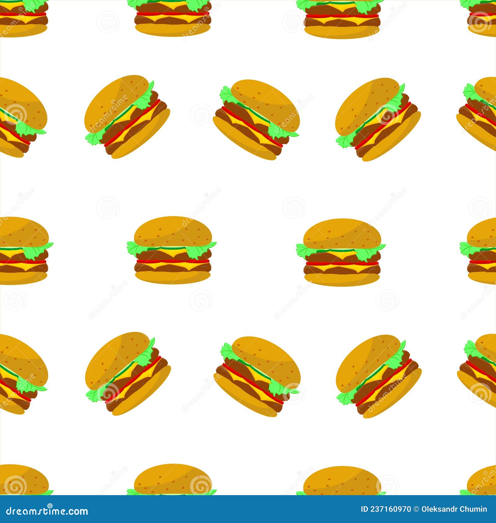 Hamburger, Burger, Cheeseburger Vector Seamless Pattern Stock Vector ...