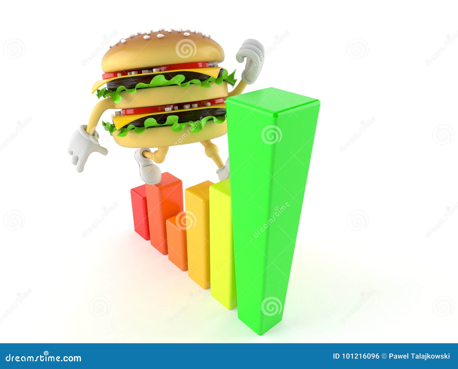 Hamburger Character with Chart Stock Illustration - Illustration of ...