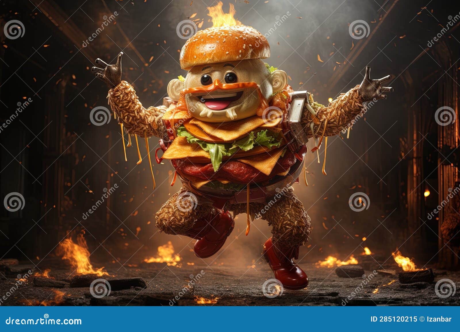 Hamburger Character Dancing at the Disco Illustration Generative Ai ...