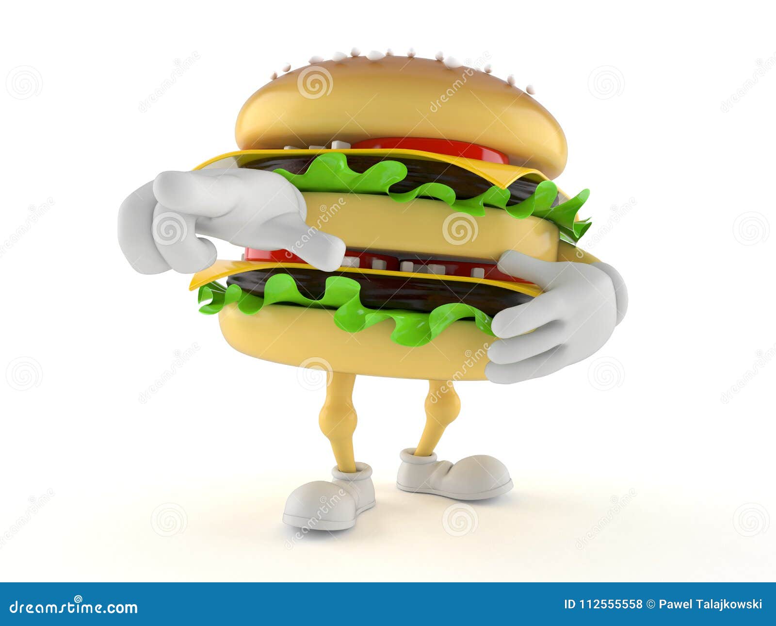 Hamburger Character Pointing Stock Illustration - Illustration of ...
