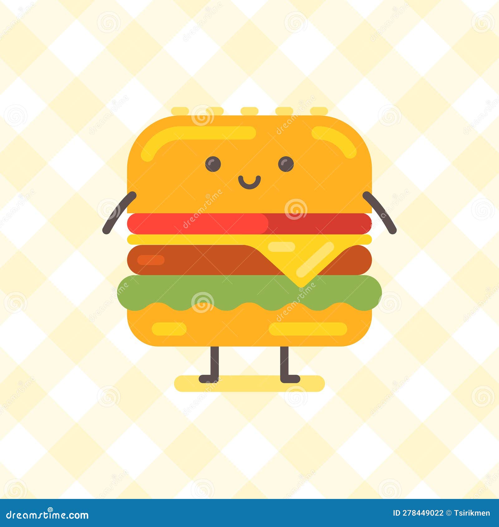 Hamburger Character Standing and Smiling. Funny Character Stock Vector ...