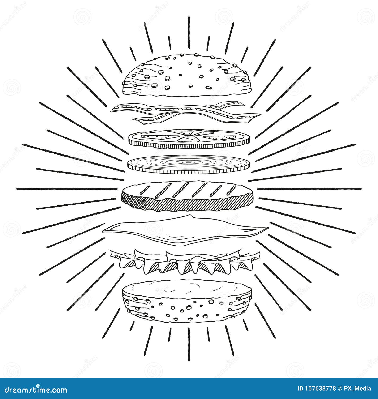 Hamburger. Cheeseburger. Vector Color Illustration In Cartoon Style ...