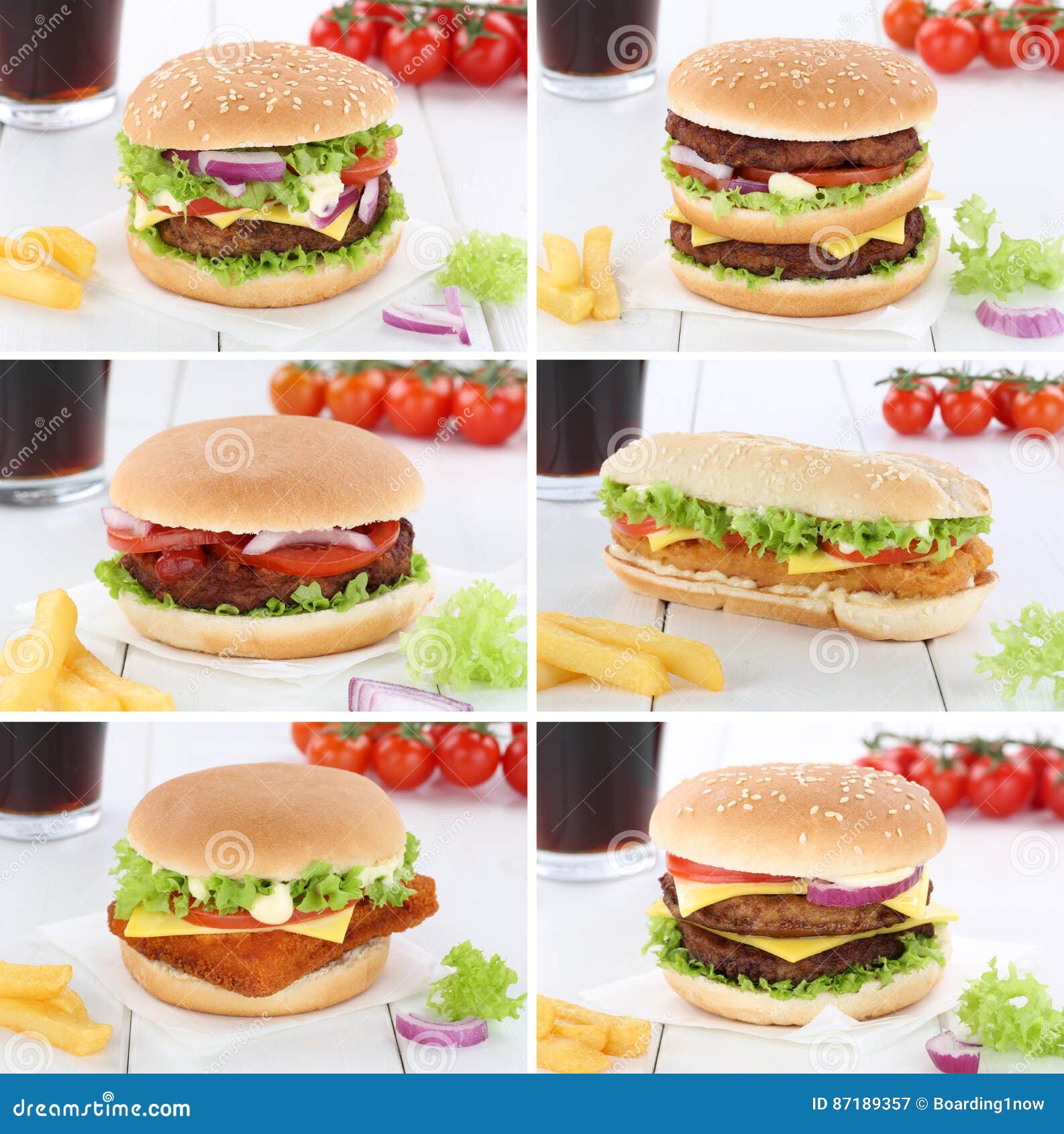 Hamburger Collection Set Cheeseburger Menu Meal Combo Drink Stock Image ...