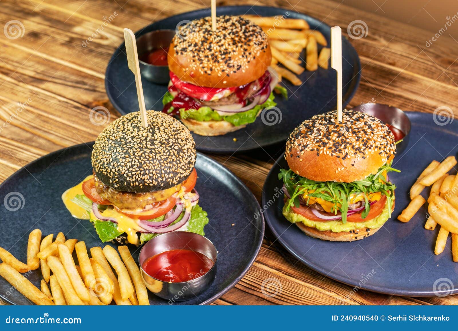 Hamburger with Cutlet Breaded on Tray Stock Photo - Image of french ...