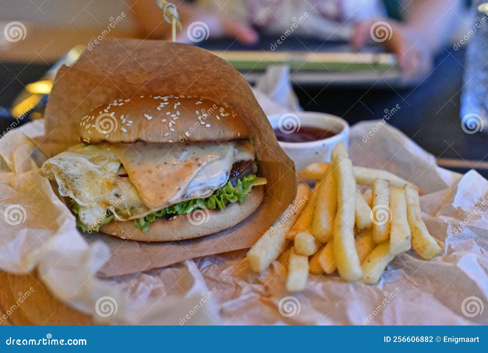 A Hamburger is a Dish Usually Consisting Stock Photo - Image of eating ...