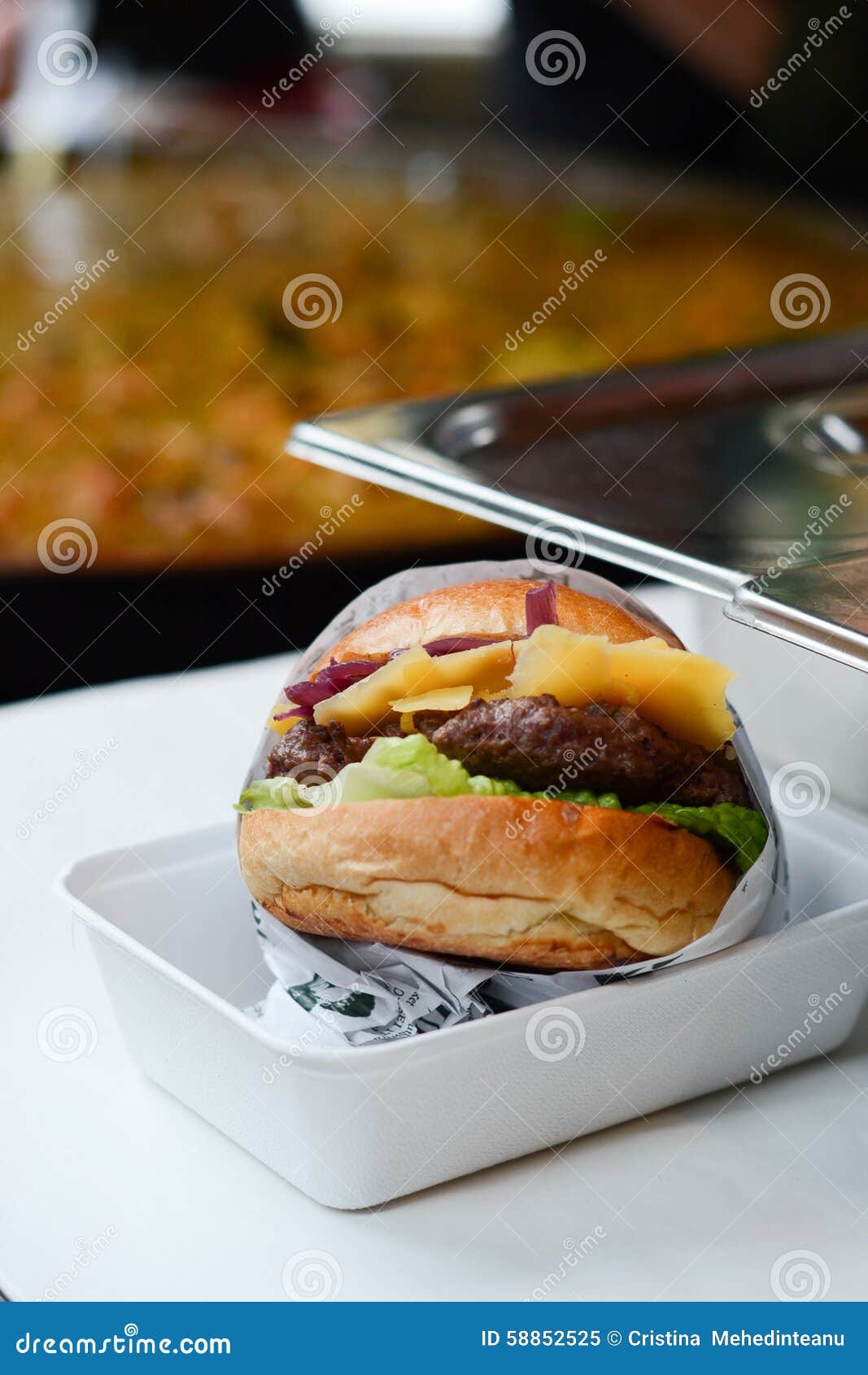 Hamburger on Display in Market Stock Image - Image of meat, dinner ...