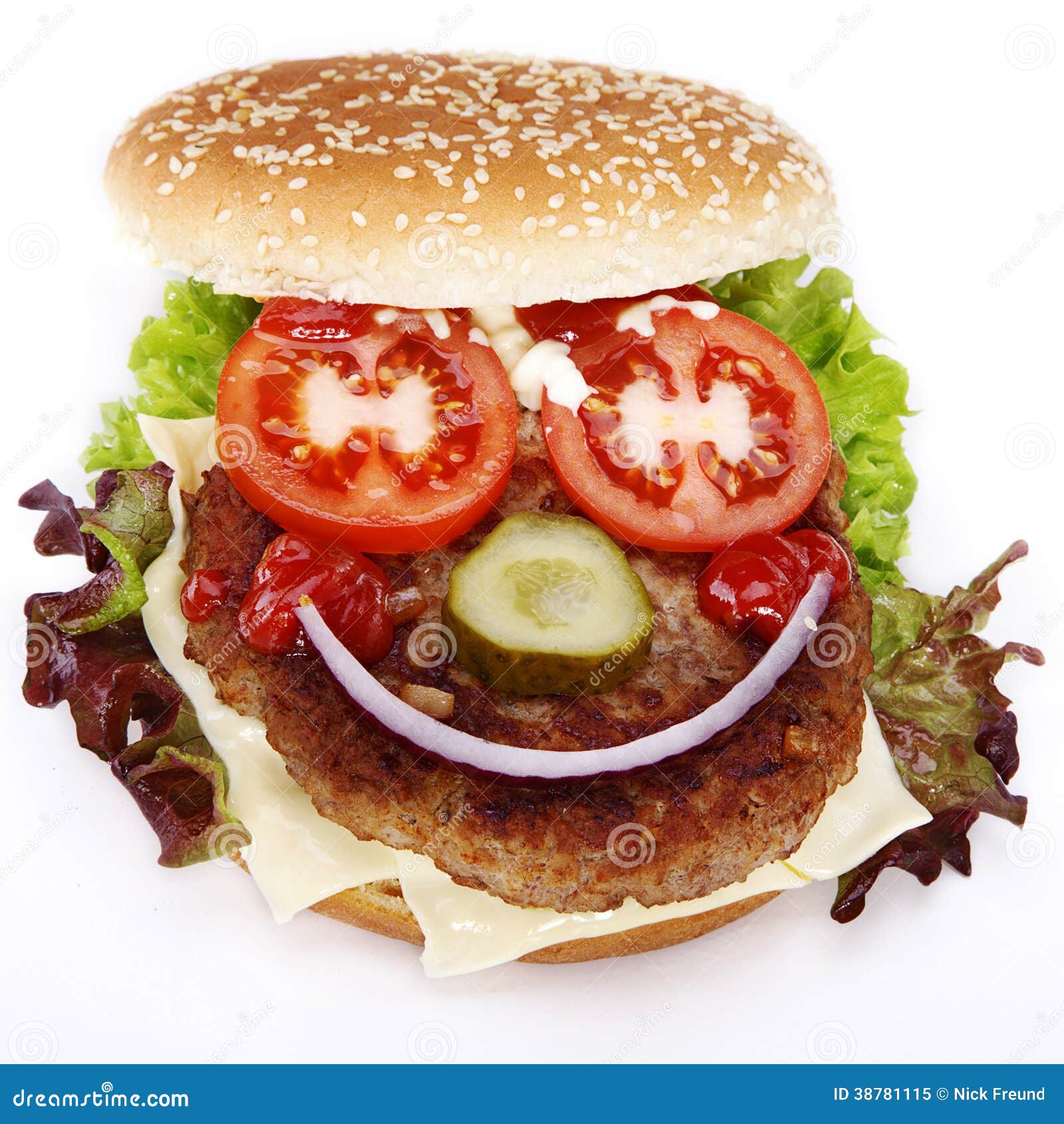 Hamburger with face stock image. Image of cooking, hamburger - 38781115